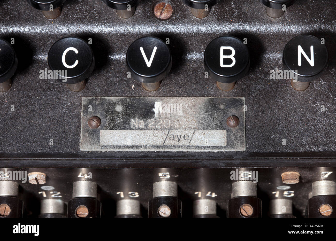 A four-rotor "Enigma" cipher machine, navy issue, in the original ...