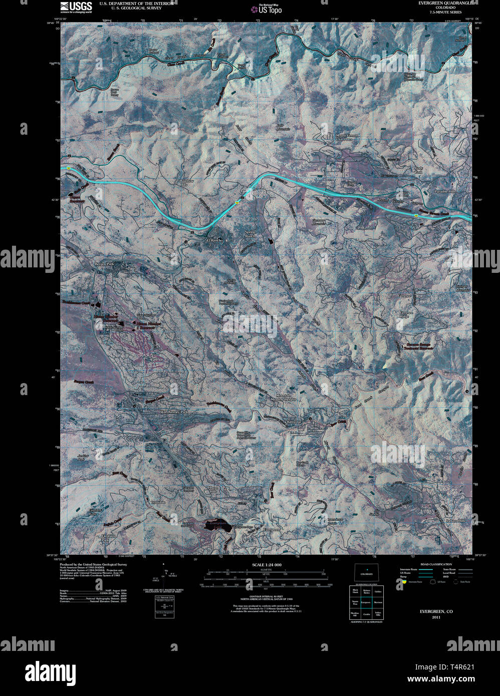 Evergreen colorado map hi-res stock photography and images - Alamy