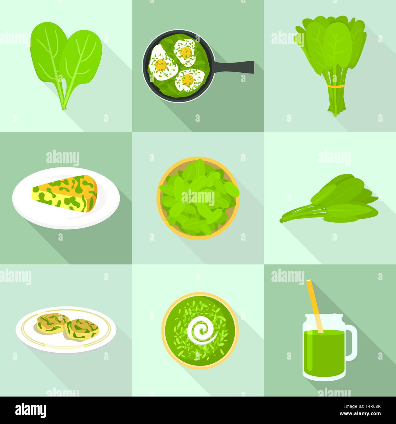 Spinach icons set, flat style Stock Vector Image & Art - Alamy