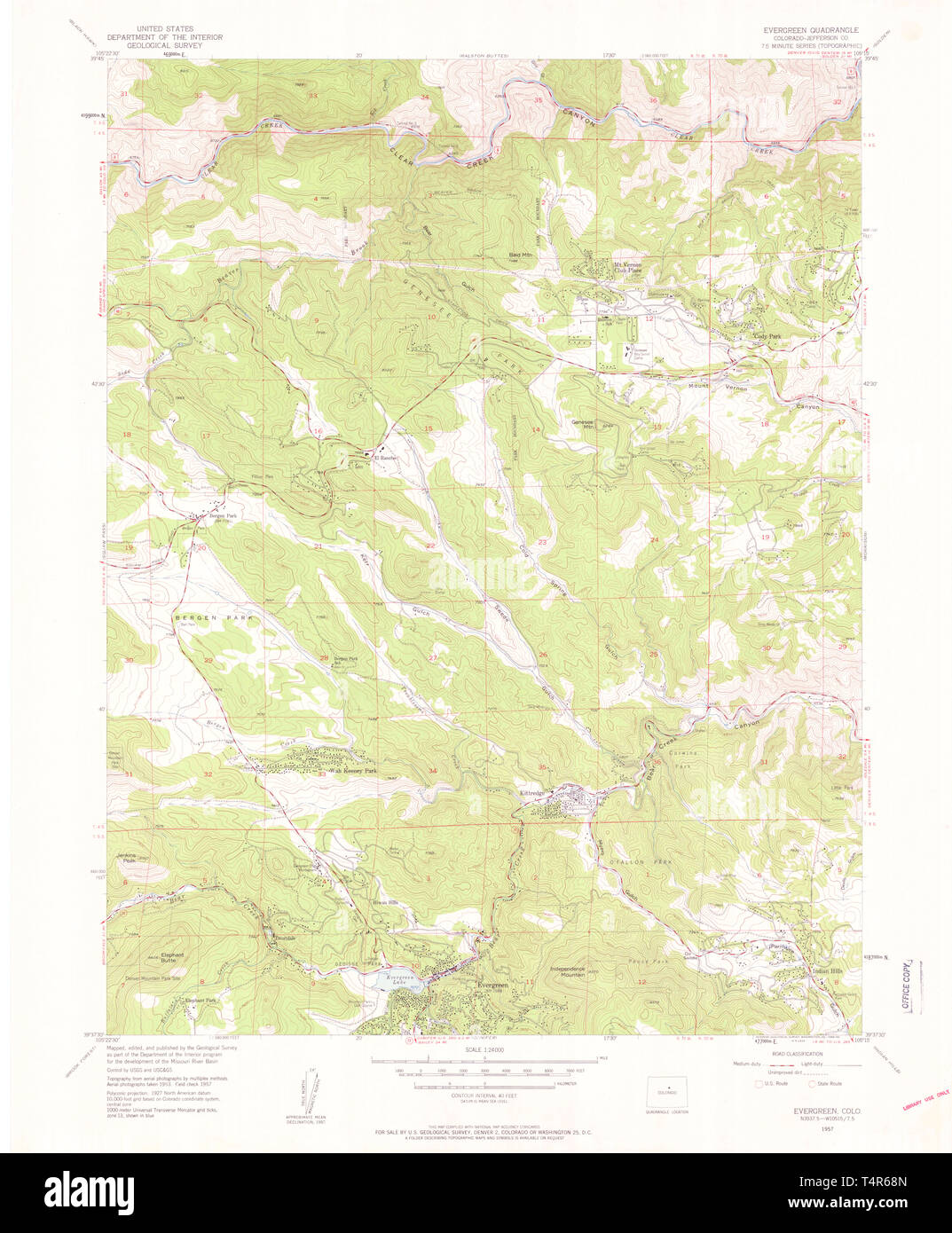 Evergreen colorado map hi-res stock photography and images - Alamy