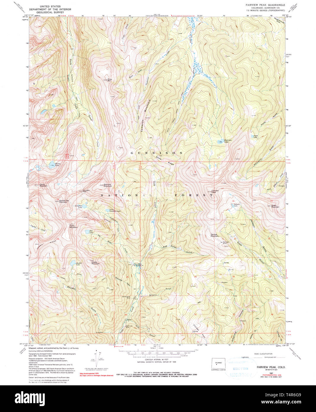 USGS TOPO Map Colorado CO Fairview Peak 232978 1967 24000 Restoration ...
