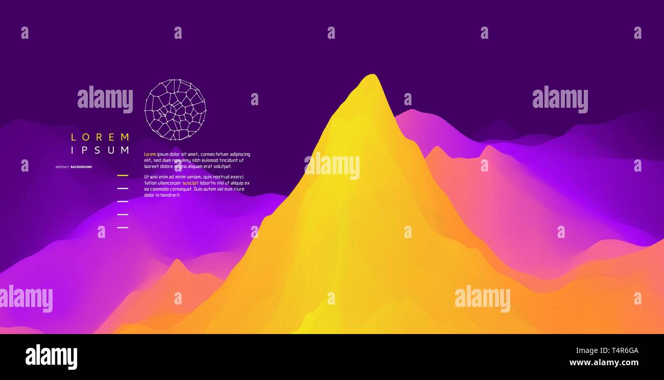 Landscape with mountains and sun. Sunrise. Mountainous terrain ...