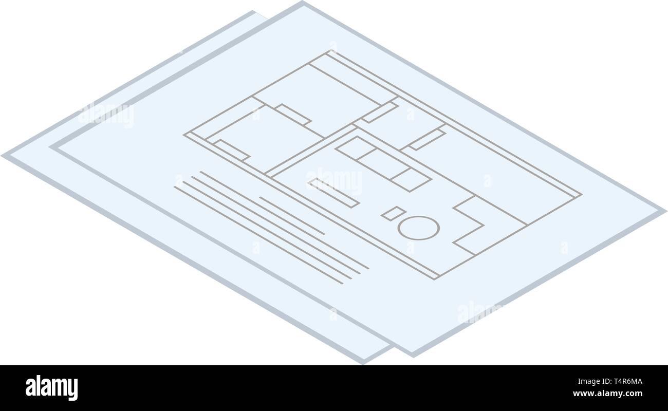 Architect plan paper icon, isometric style Stock Vector Image & Art - Alamy