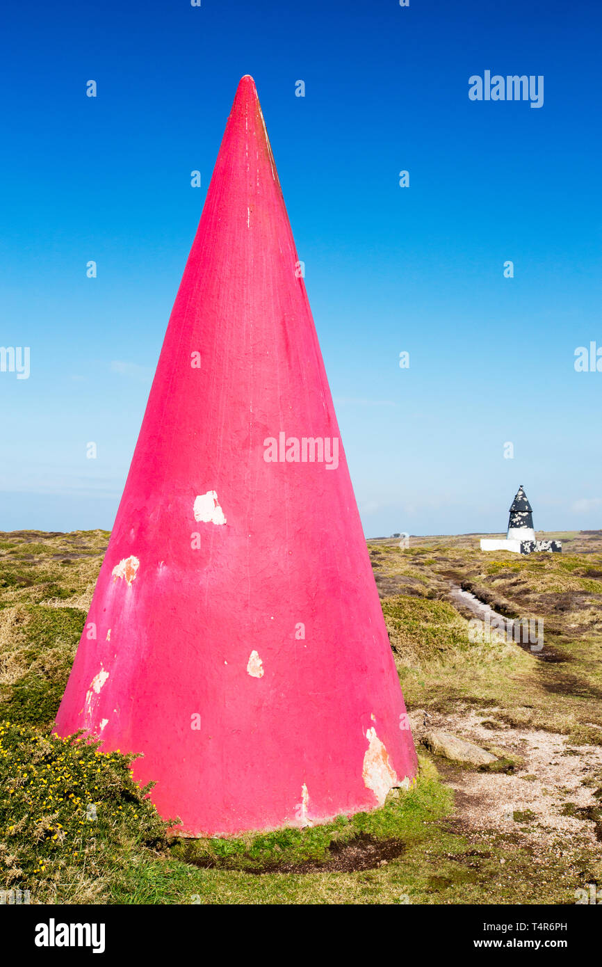 Navigation markers at Gwennap Head, Cornwall, UK Stock Photo - Alamy