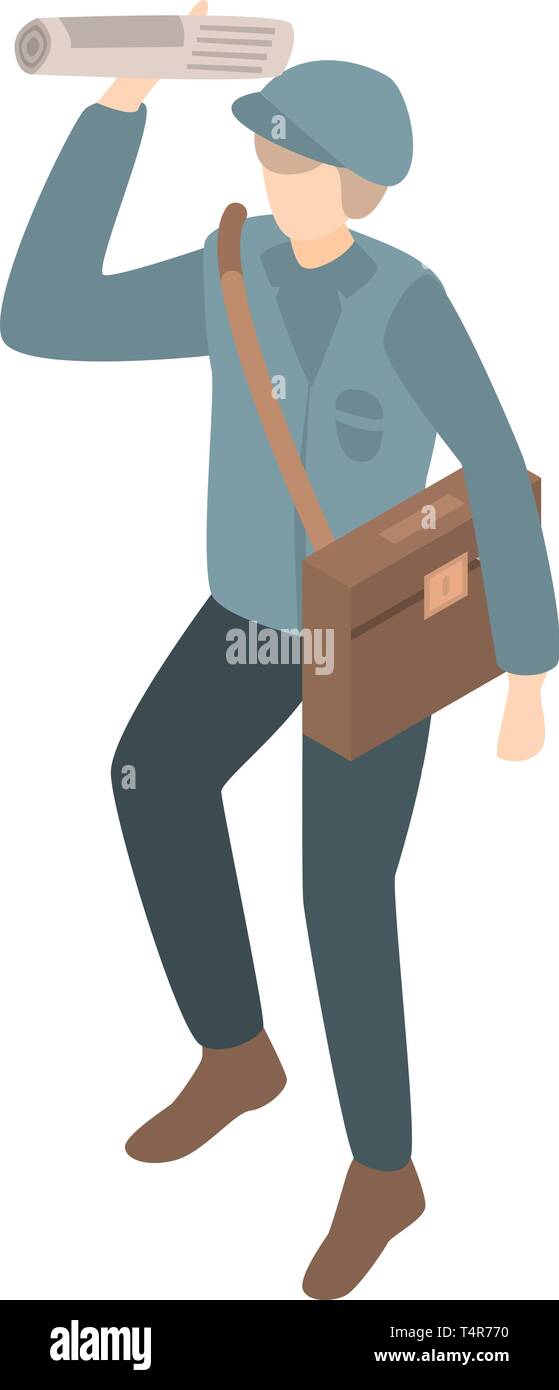 Postman gives newspaper icon, isometric style Stock Vector Image & Art ...