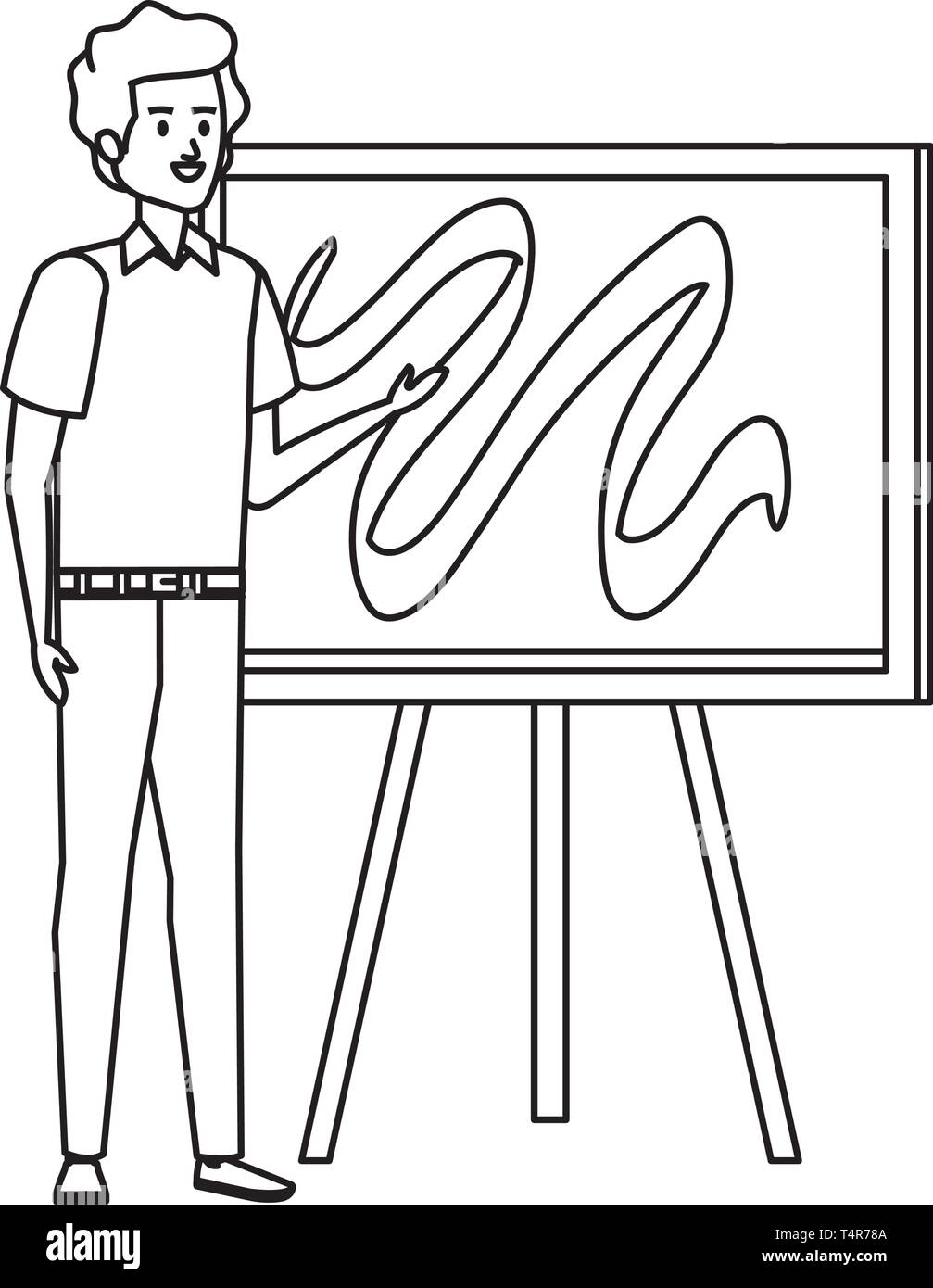 young teacher male with chalkboard character Stock Vector Image & Art ...