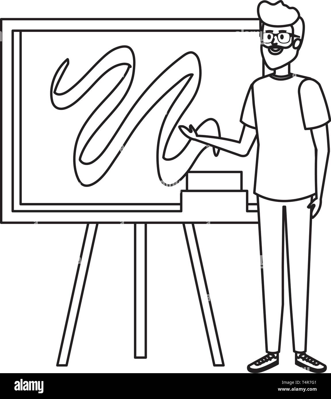 young teacher male with chalkboard character Stock Vector Image & Art ...