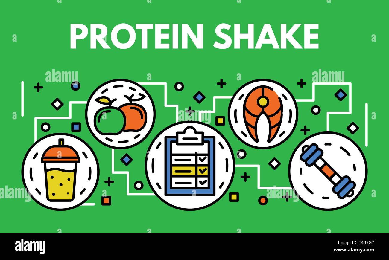 Protein shake banner, outline style Stock Vector Image & Art - Alamy