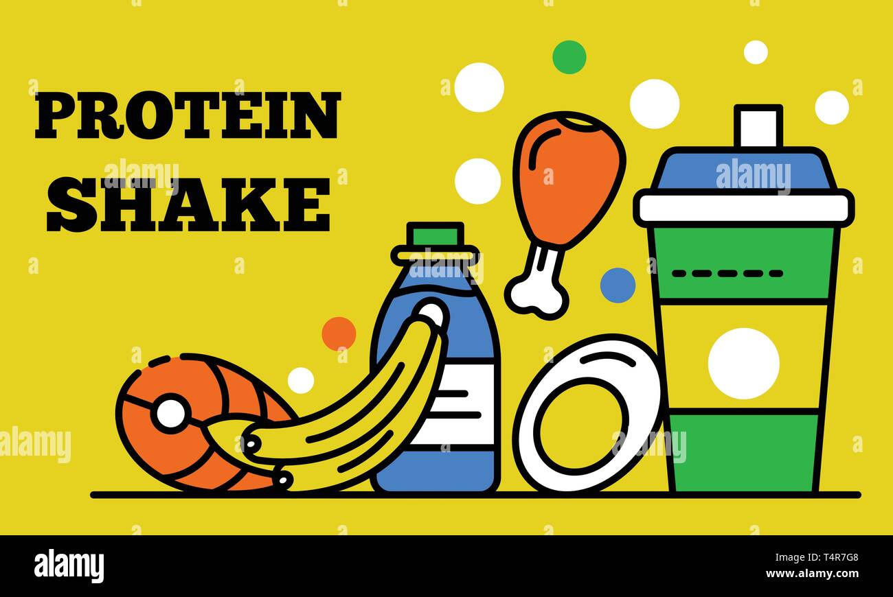 Natural protein shake banner, outline style Stock Vector Image & Art ...