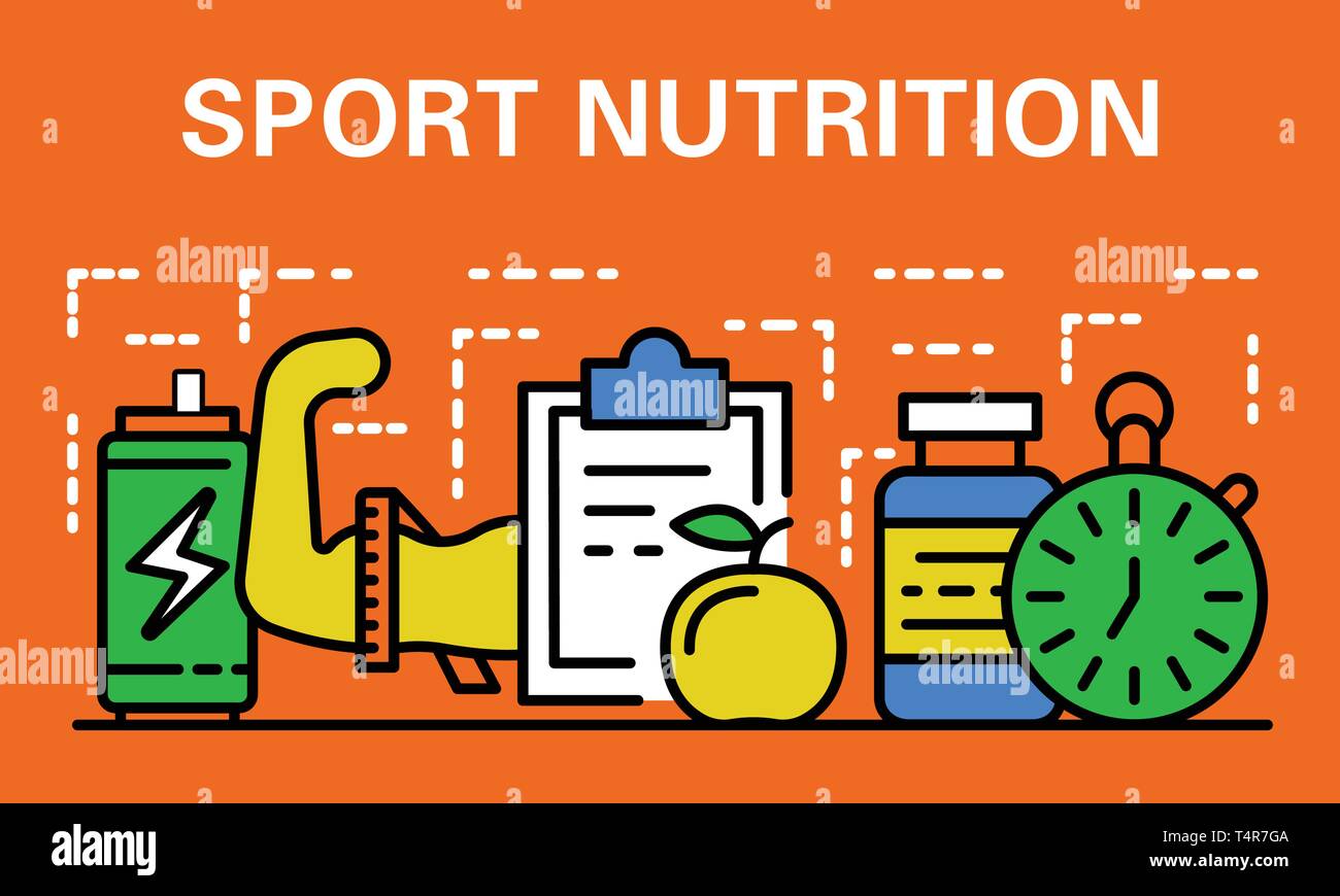 Sport nutrition banner, outline style Stock Vector Image & Art - Alamy