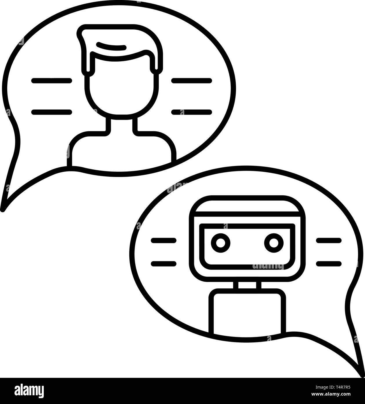Conversation with chat bot icon, outline style Stock Vector Image & Art ...