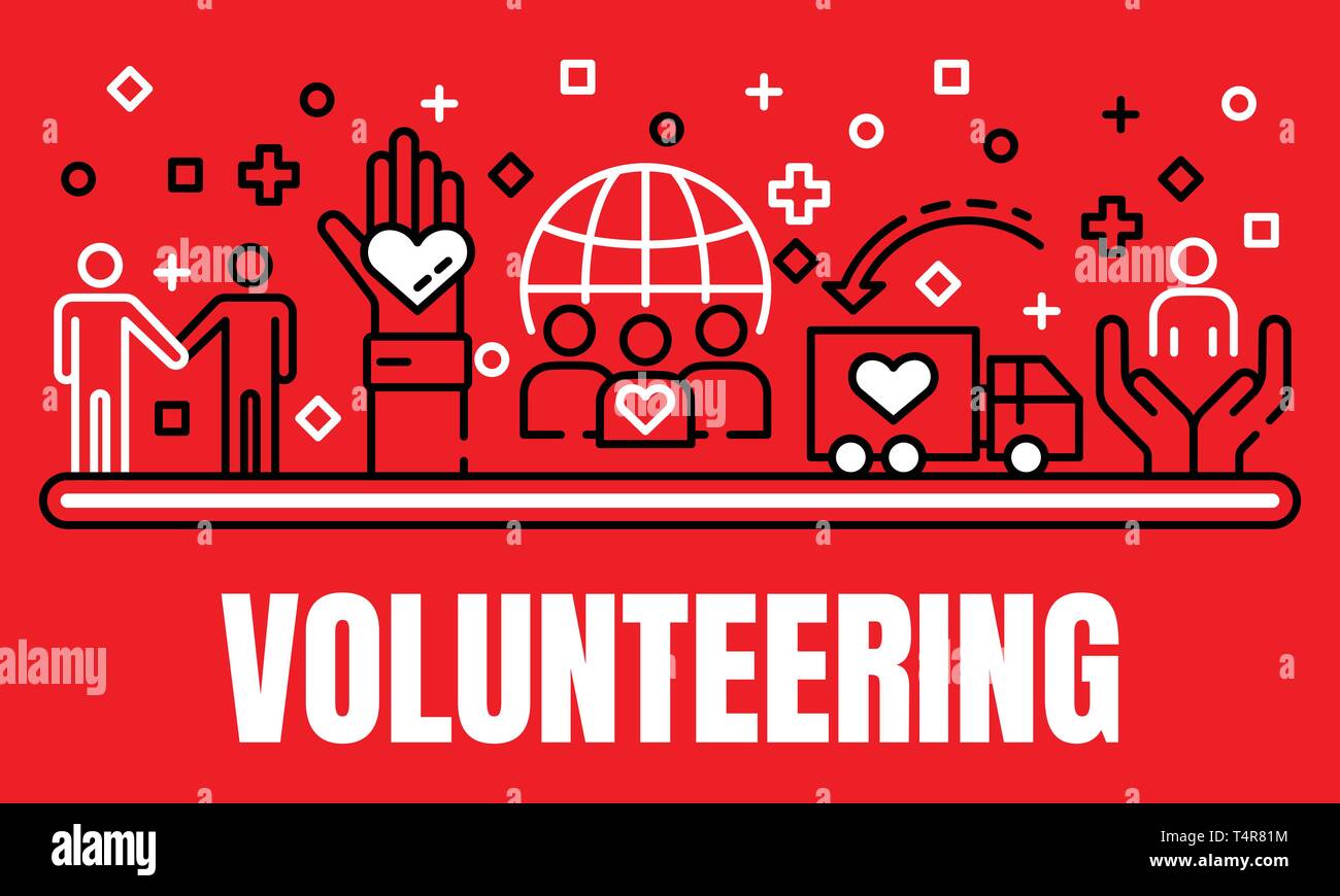 Global volunteering banner, outline style Stock Vector Image & Art - Alamy