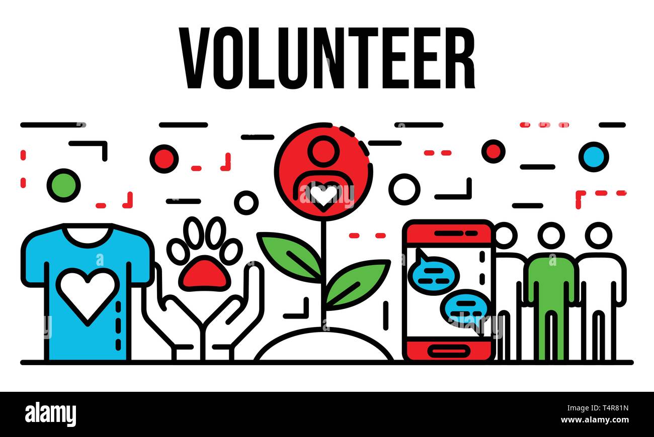 Volunteer banner, outline style Stock Vector Image & Art - Alamy