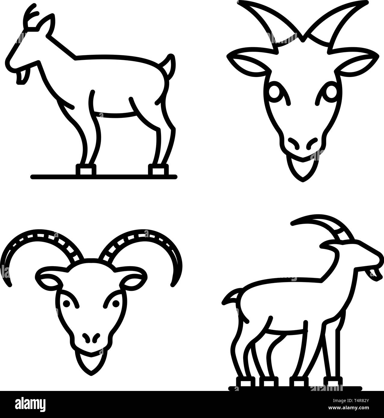 Goat icons set, outline style Stock Vector Image & Art - Alamy