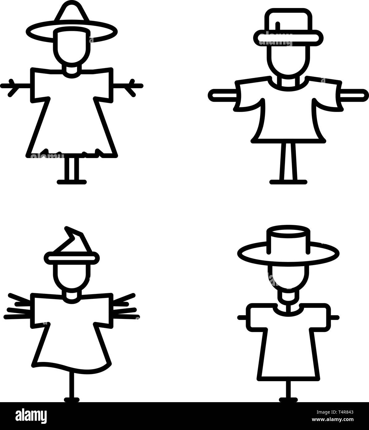 Scarecrow icons set, outline style Stock Vector Image & Art - Alamy