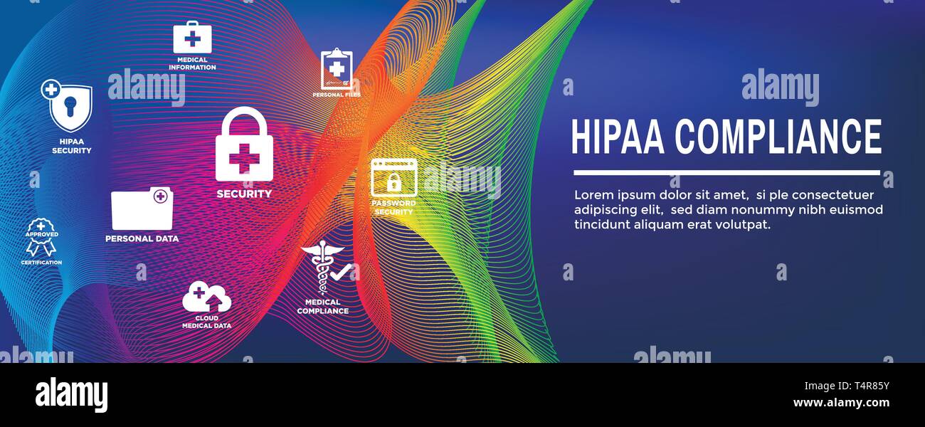 HIPAA Compliance Web Banner Header with Medical Icon Set and text Stock ...