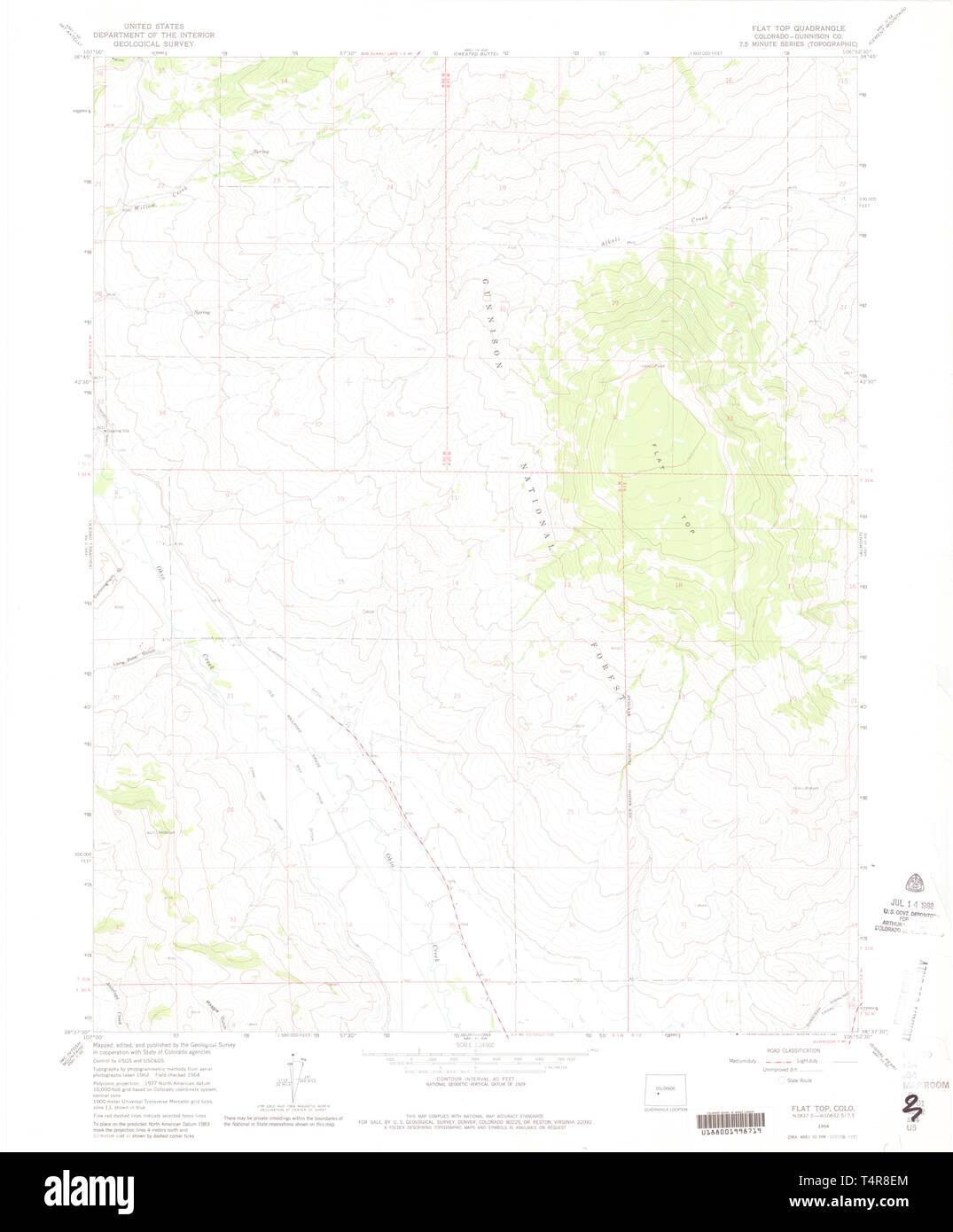 USGS TOPO Map Colorado CO Flat Top 450407 1964 24000 Restoration Stock ...