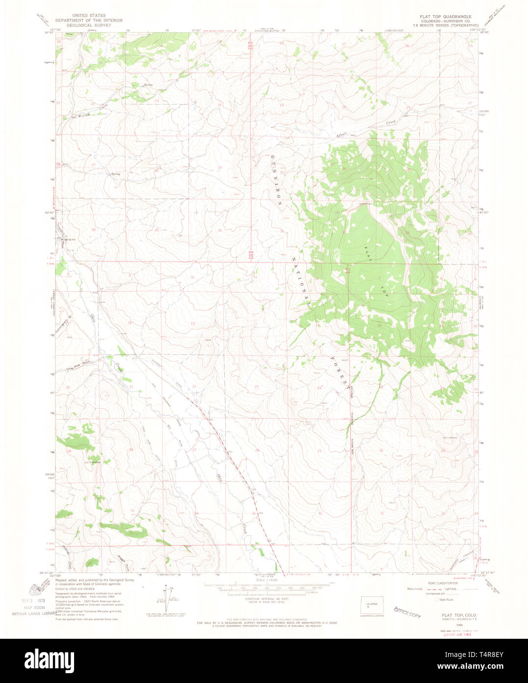 USGS TOPO Map Colorado CO Flat Top 450408 1964 24000 Restoration Stock ...