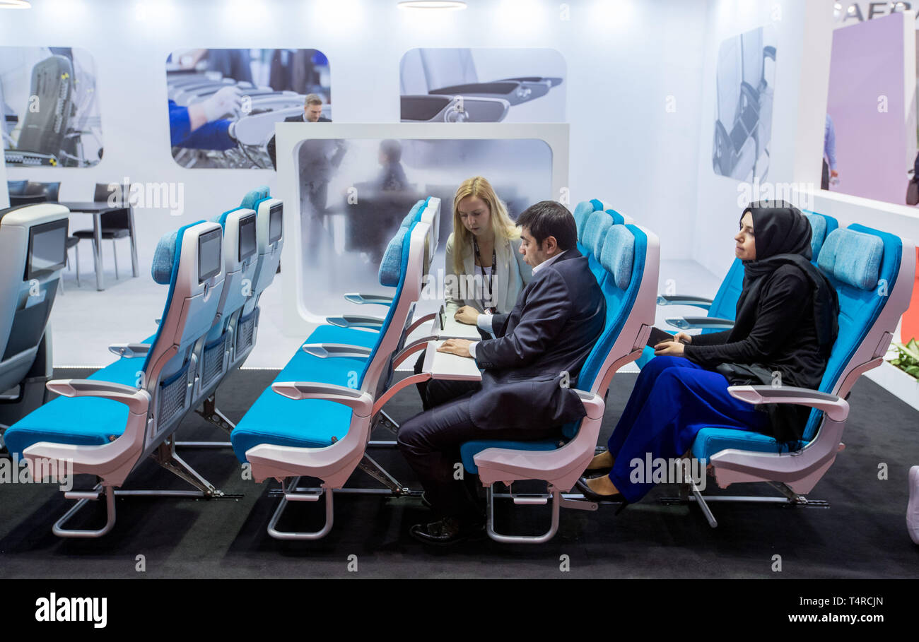 Hamburg, Germany. 03rd Apr, 2019. The ZIM Aircraft Equipment stand at ...