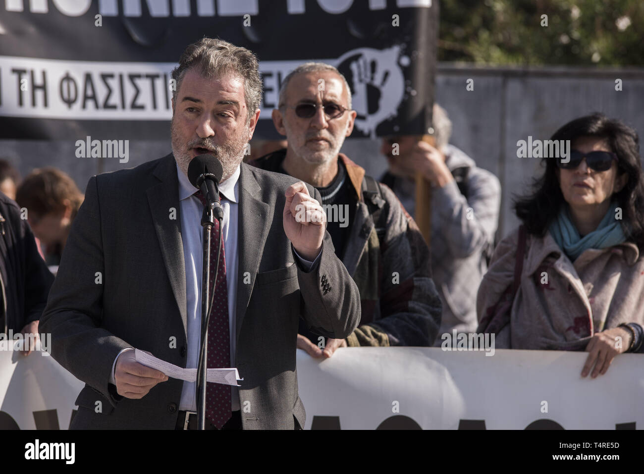Athens, Greece. 18th Apr, 2019. KOSTAS PAPADAKIS, one of the case ...