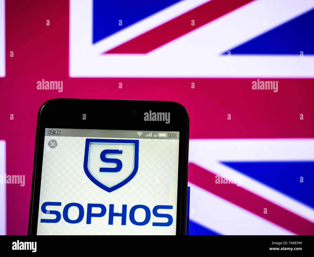 Ukraine. 18th Apr, 2019. In this photo illustration a Sophos PLC logo ...