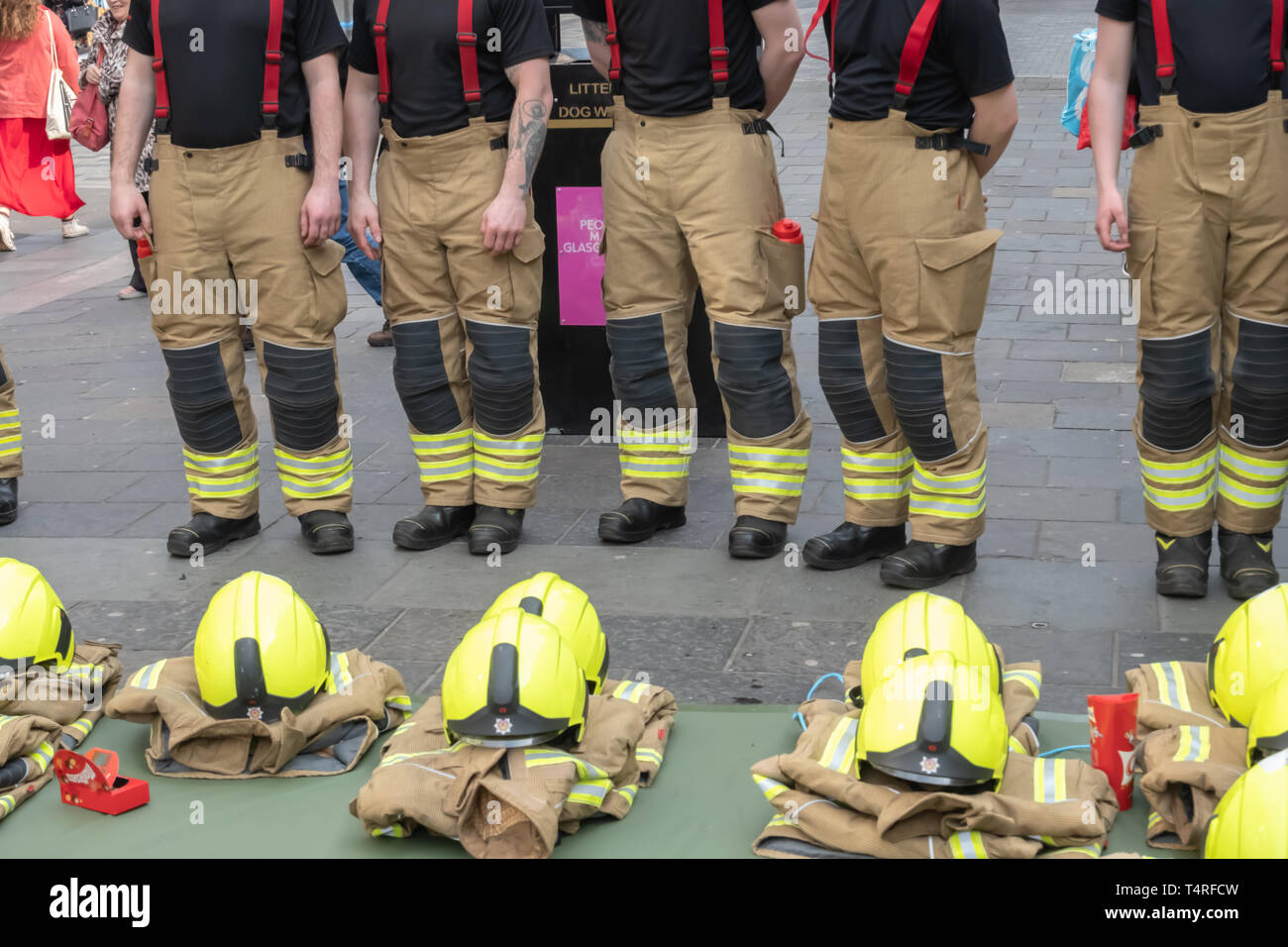 Glasgow, Scotland, UK. 18th April, 2019. Sixty trainee firefighters ...