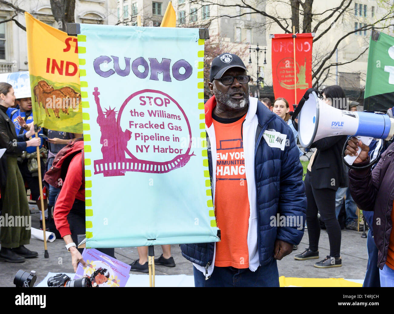 New York, NY, USA. 18th Apr, 2019. Protest to stop construction of the ...