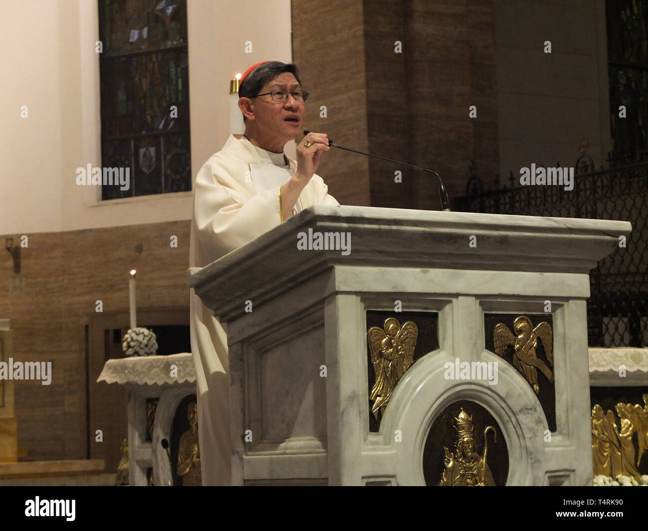 Manila Archbishop Luis Antonio Cardinal Tagle seen speaking to the ...