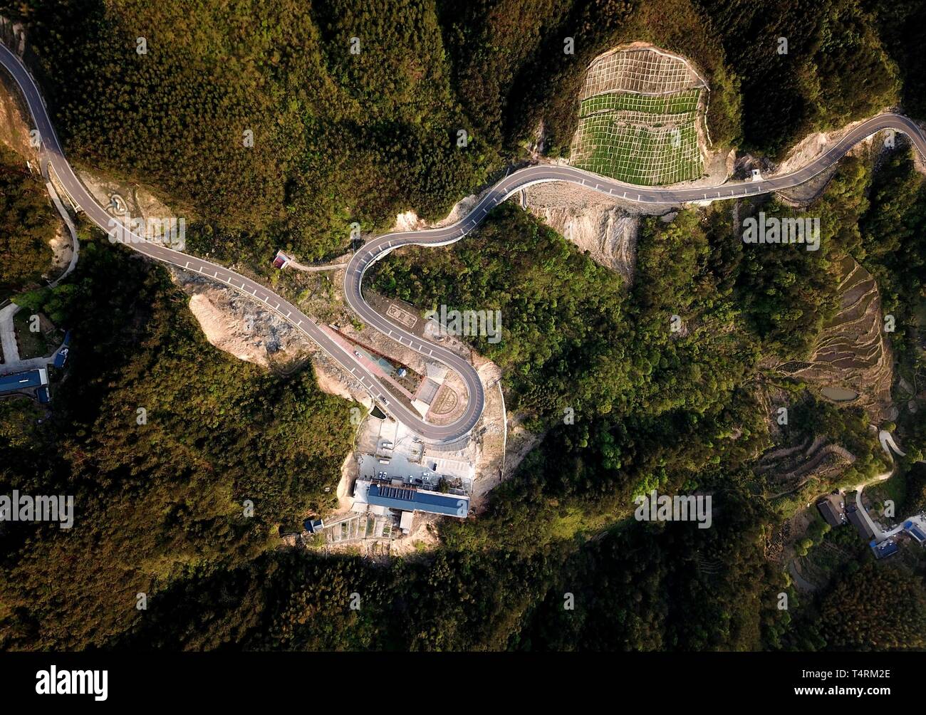 Huoshan. 18th Apr, 2019. Aerial photo taken on April 18, 2019 shows the ...