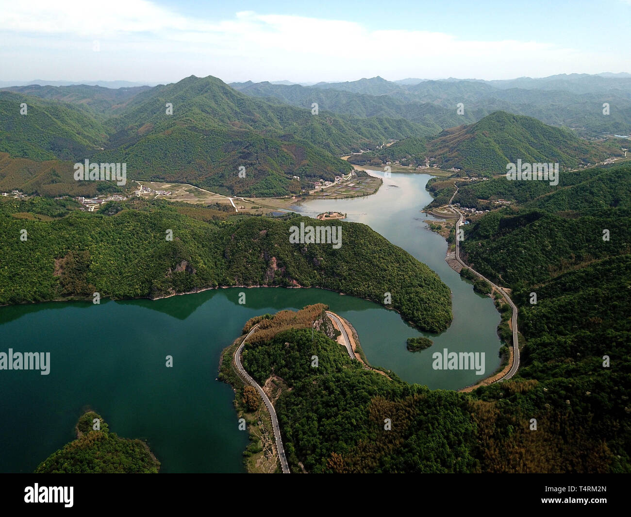 Huoshan. 18th Apr, 2019. Aerial photo taken on April 18, 2019 shows the ...