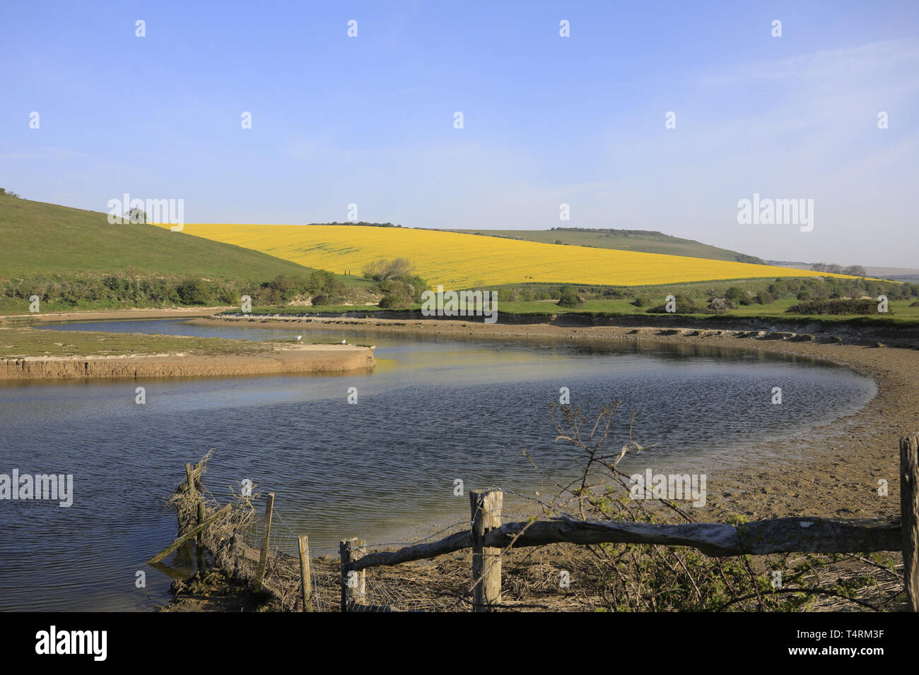 Cuckmere valley.19th Apr 2019.Uk weather.Beautiful blue skies over the ...
