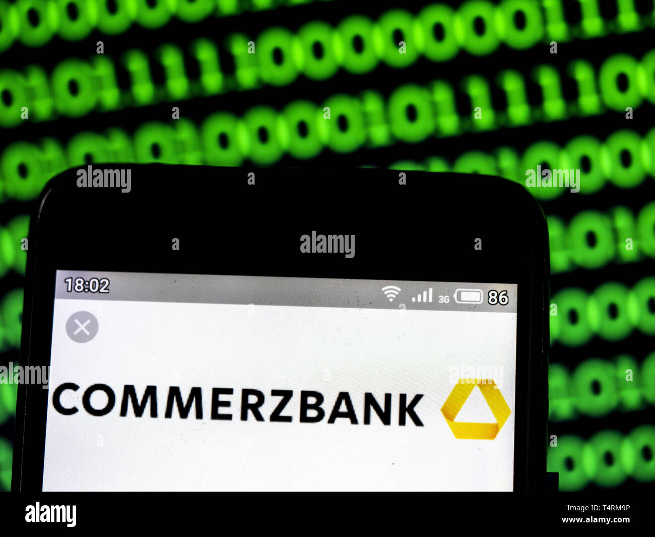 Kiev, Ukraine. 18th Apr, 2019. In this photo illustration a Commerz ...