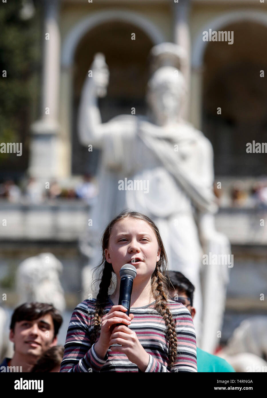 Rome, Italy. 19th Apr, 2019. Swedish environmental activist Greta ...