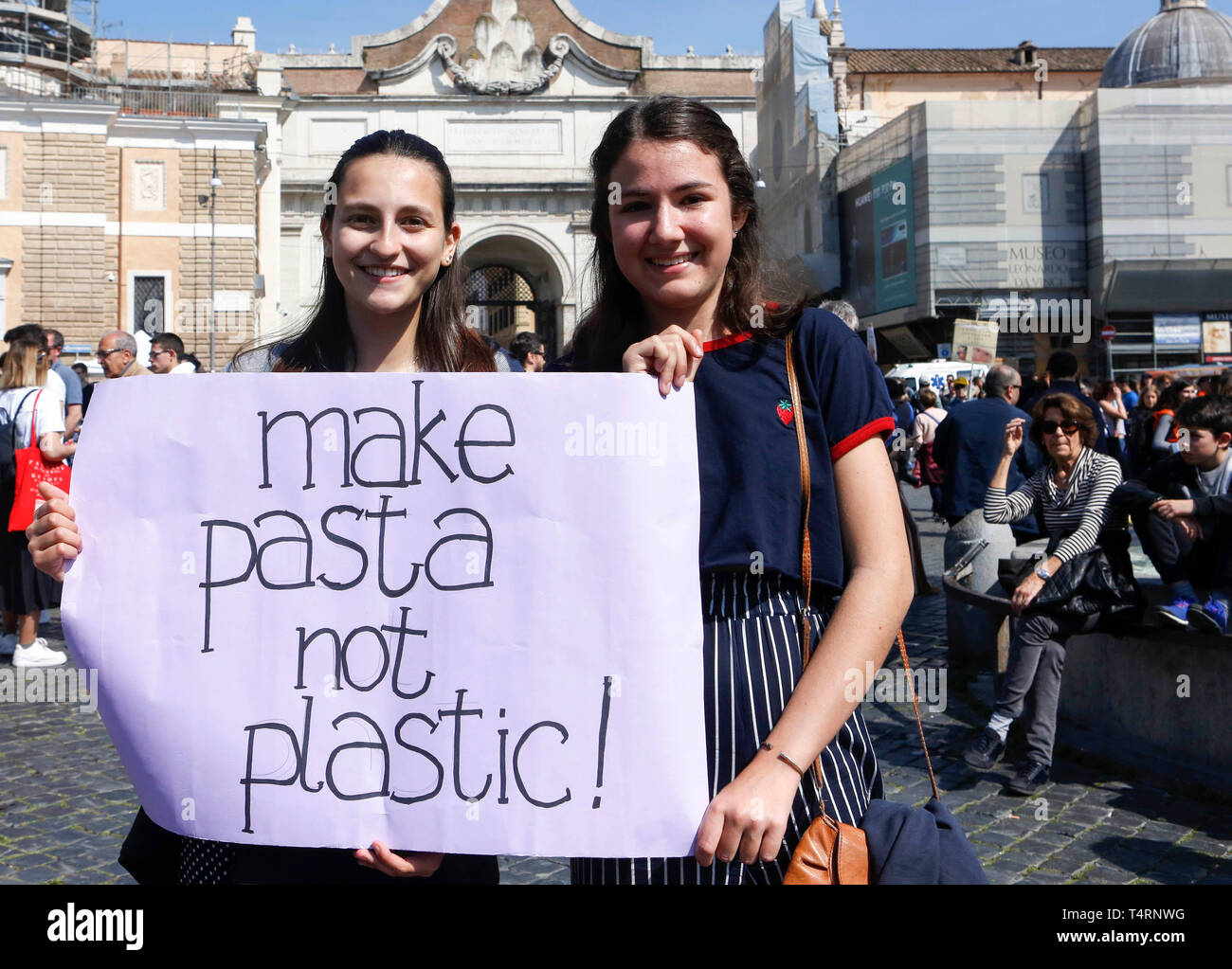 Rome, Italy. 19th Apr, 2019. Demonstrators attend the ...