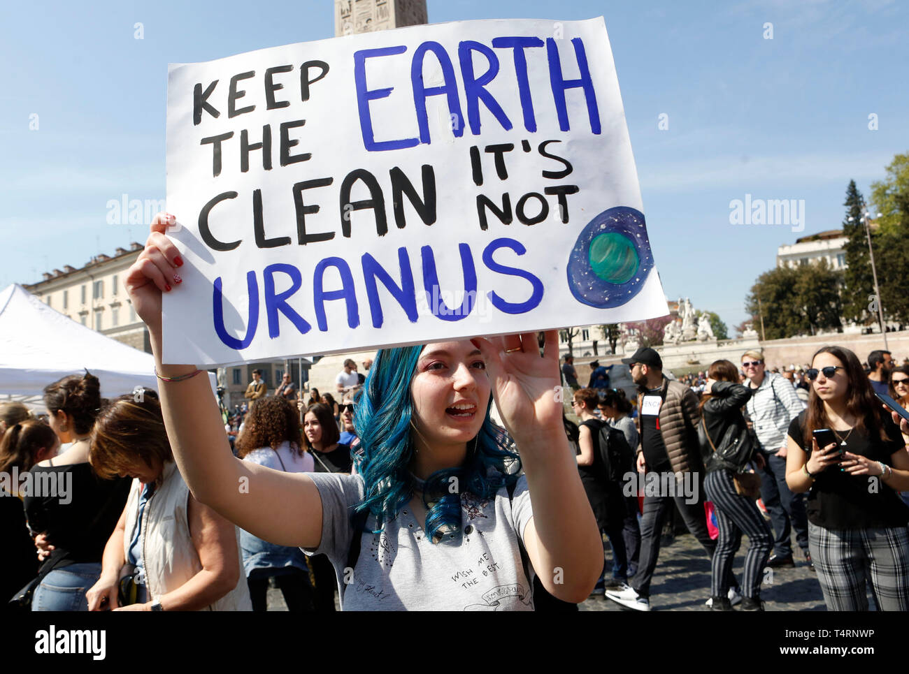 Rome, Italy. 19th Apr, 2019. Demonstrators attend the ...