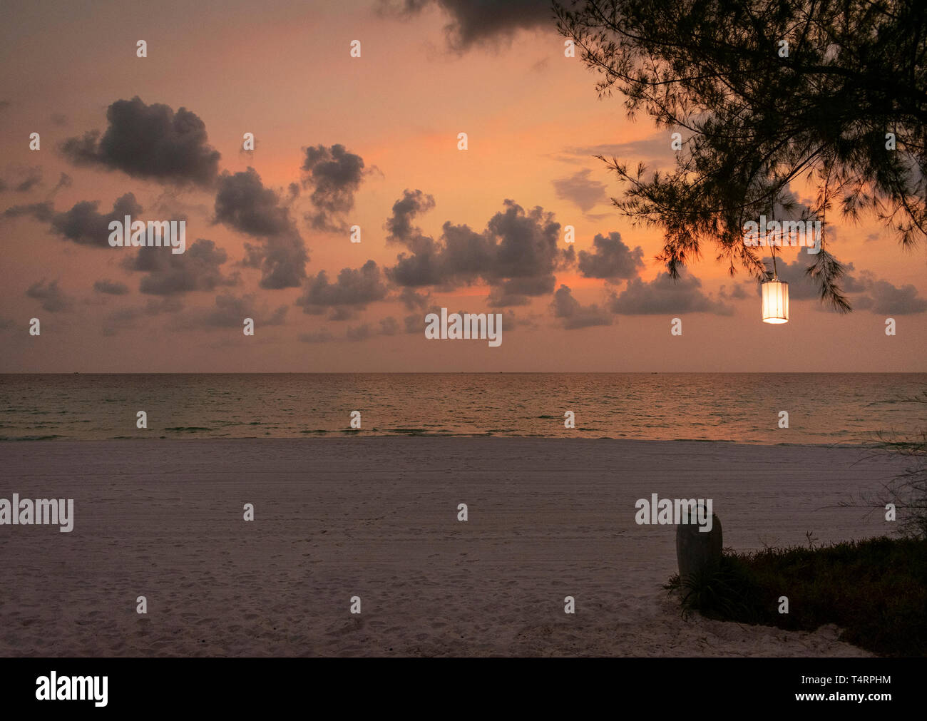 sunset at koh rong island asian resort beach near sihanoukville ...