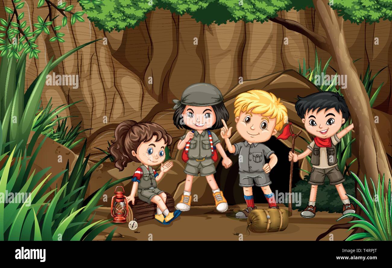 Friends in a Jungle illustration Stock Vector Image & Art - Alamy