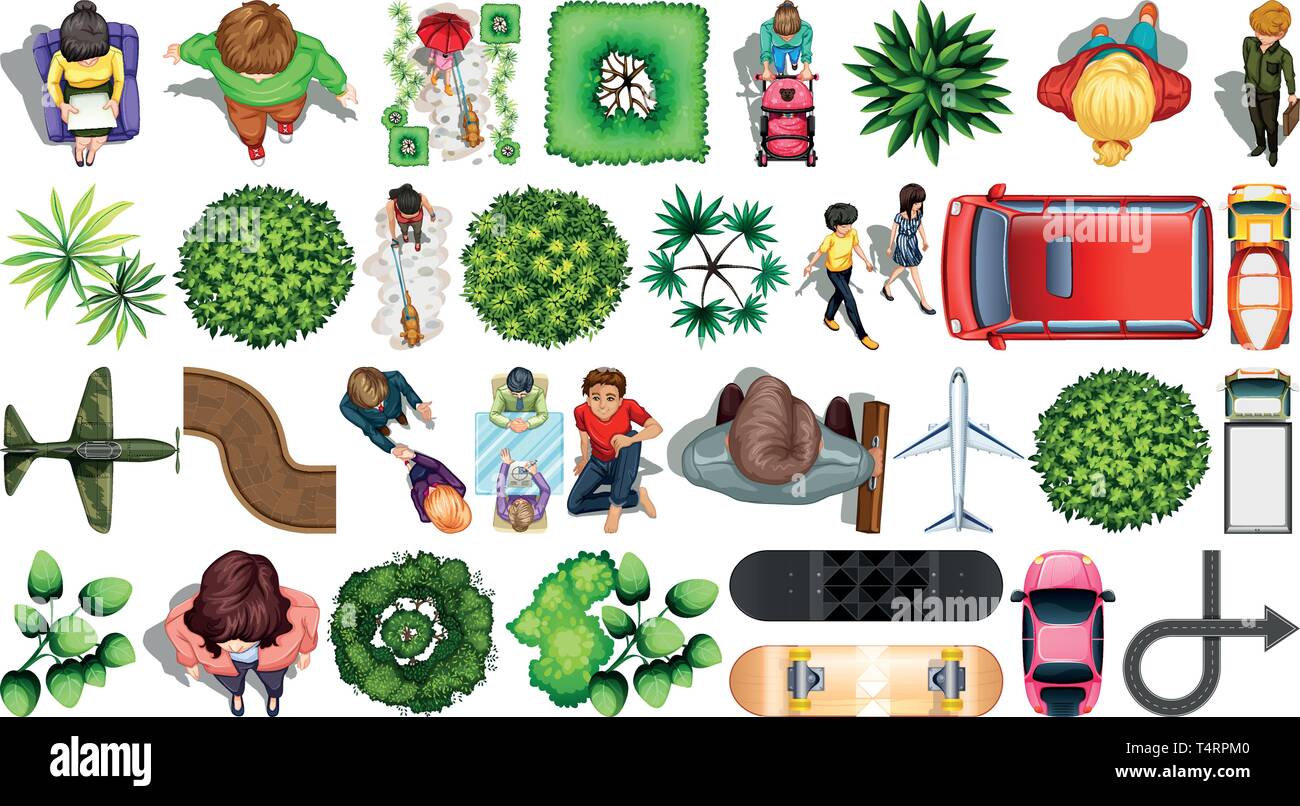 Set of bird eye view element illustration Stock Vector Image & Art - Alamy