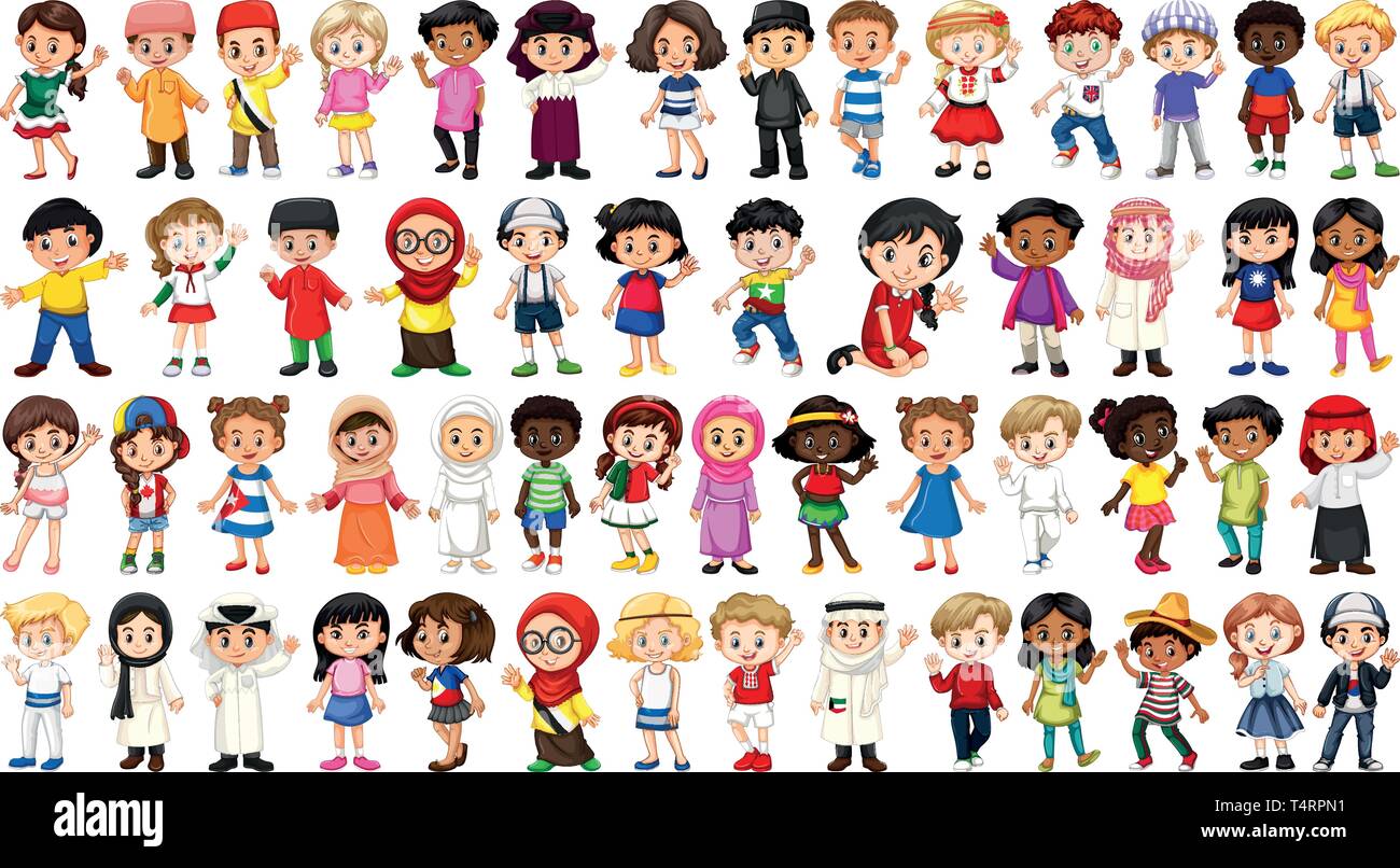 Set of international kids character illustration Stock Vector Image ...