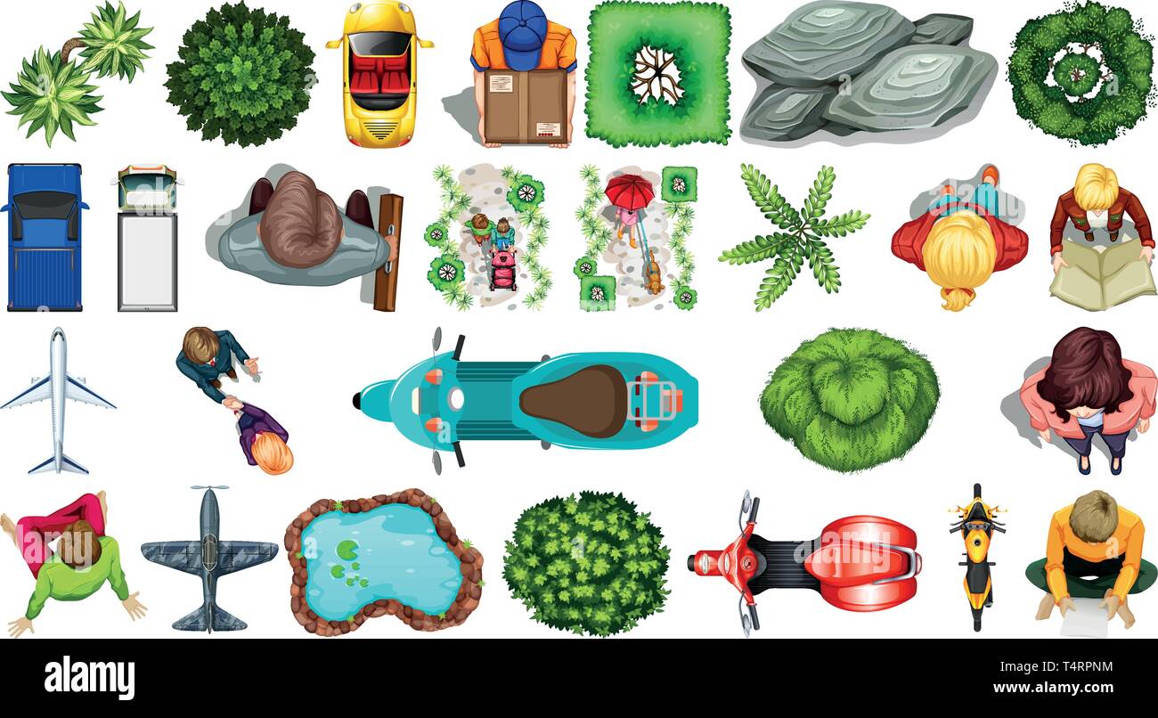 Set of top view element illustration Stock Vector Image & Art - Alamy