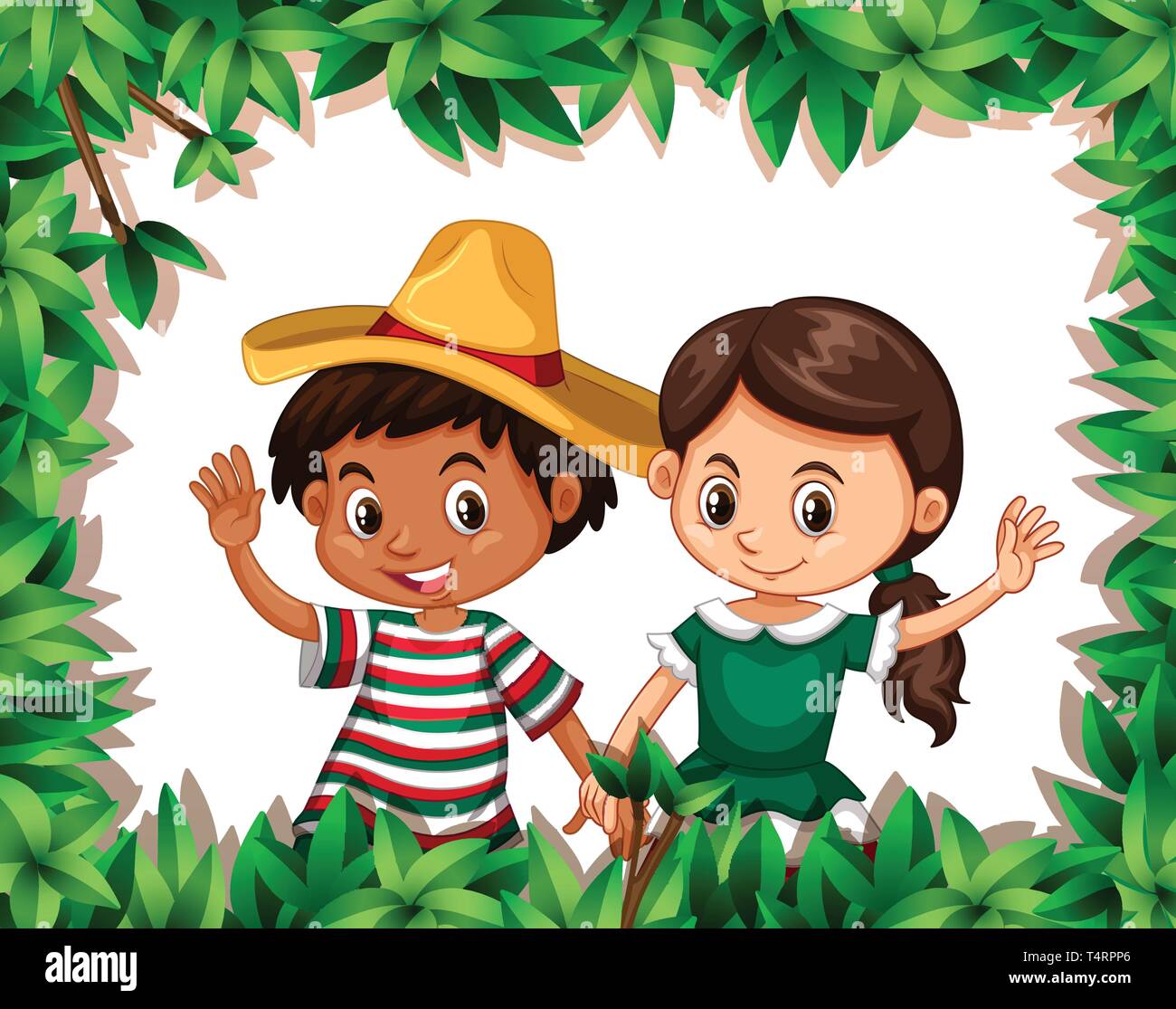 Mexican couple on nature frame illustration Stock Vector Image & Art ...