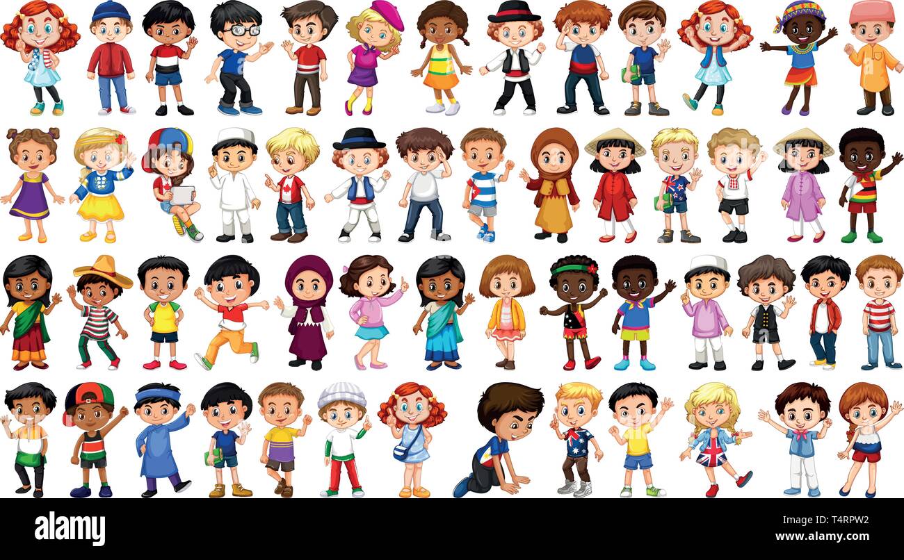 Set of multicultural character illustration Stock Vector Image & Art ...
