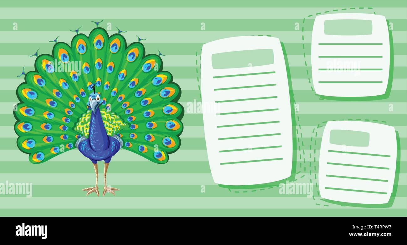 A peacock on note template illustration Stock Vector Image & Art - Alamy