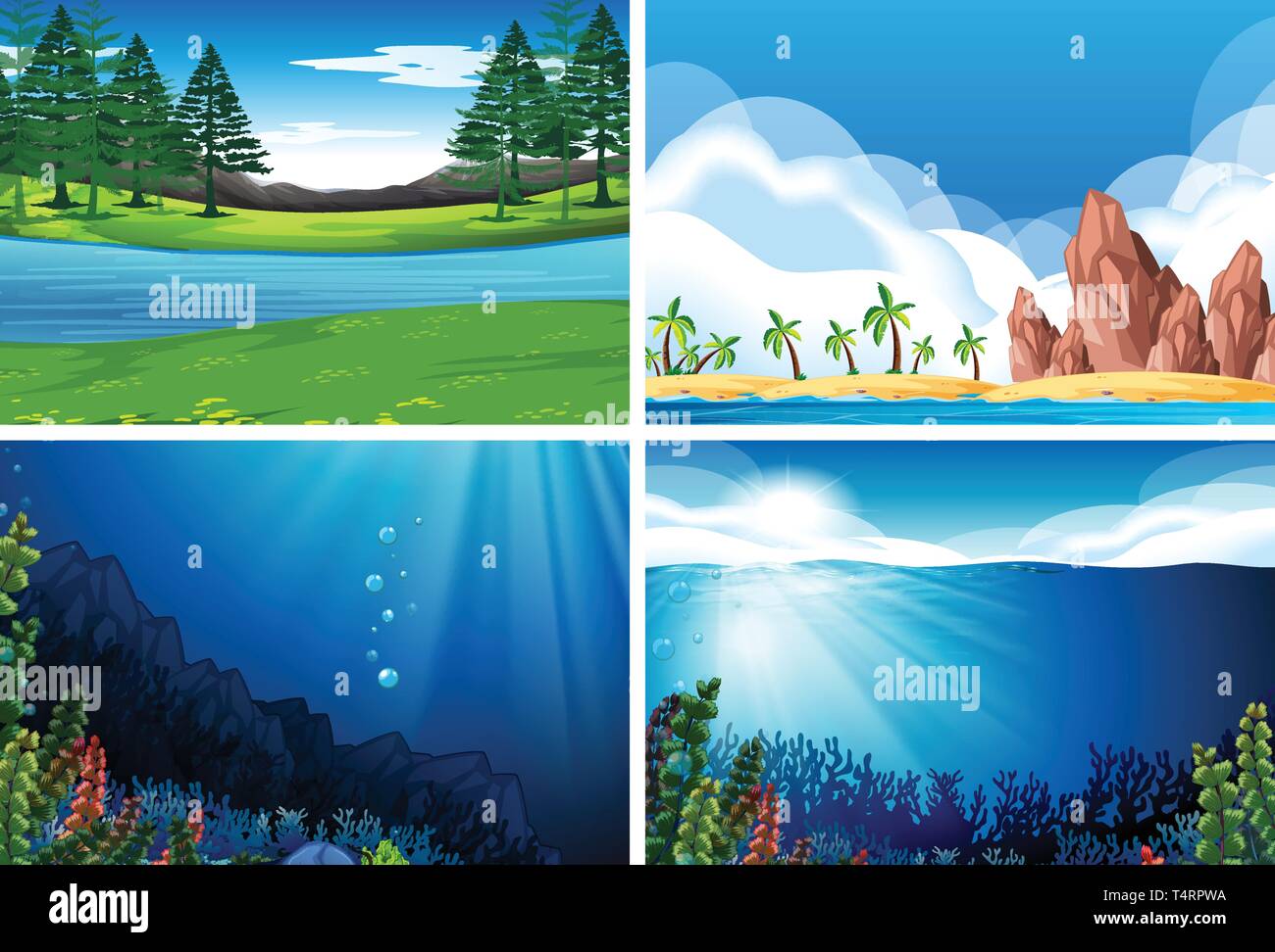 Set of nature landscape illustration Stock Vector Image & Art - Alamy