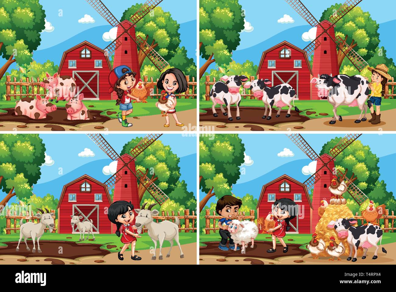 Set of rural landscape illustration Stock Vector Image & Art - Alamy