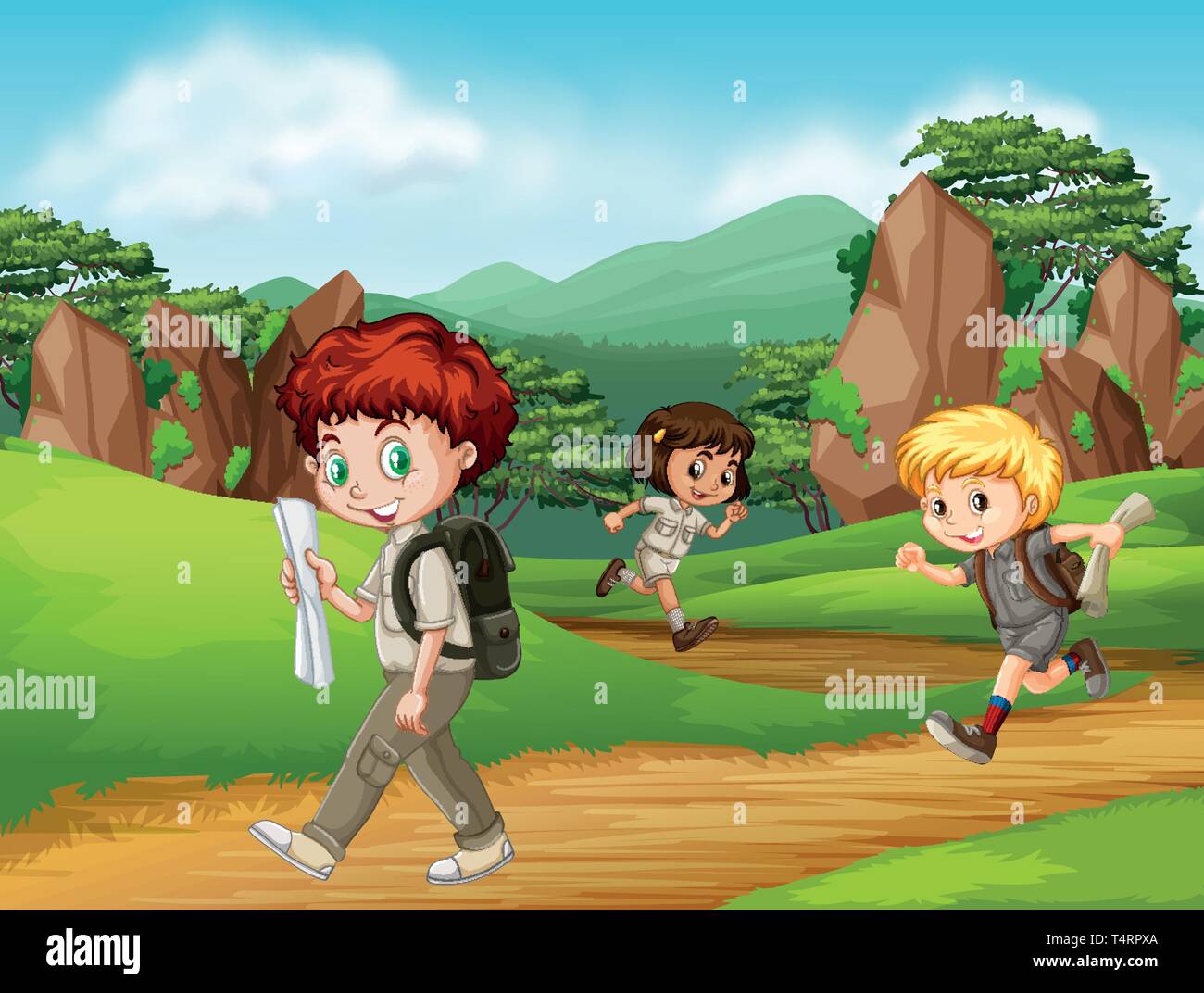 Group of scout hiking illustration Stock Vector Image & Art - Alamy