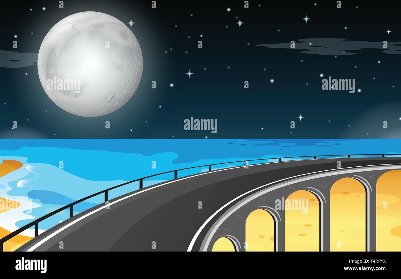 Moon on the beach illustration Stock Vector Image & Art - Alamy