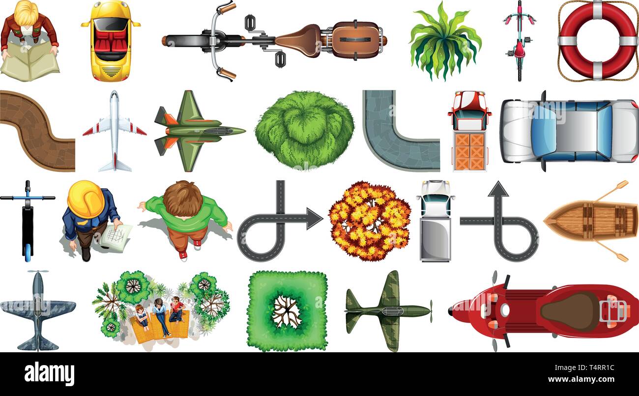 Set of top view element illustration Stock Vector Image & Art - Alamy