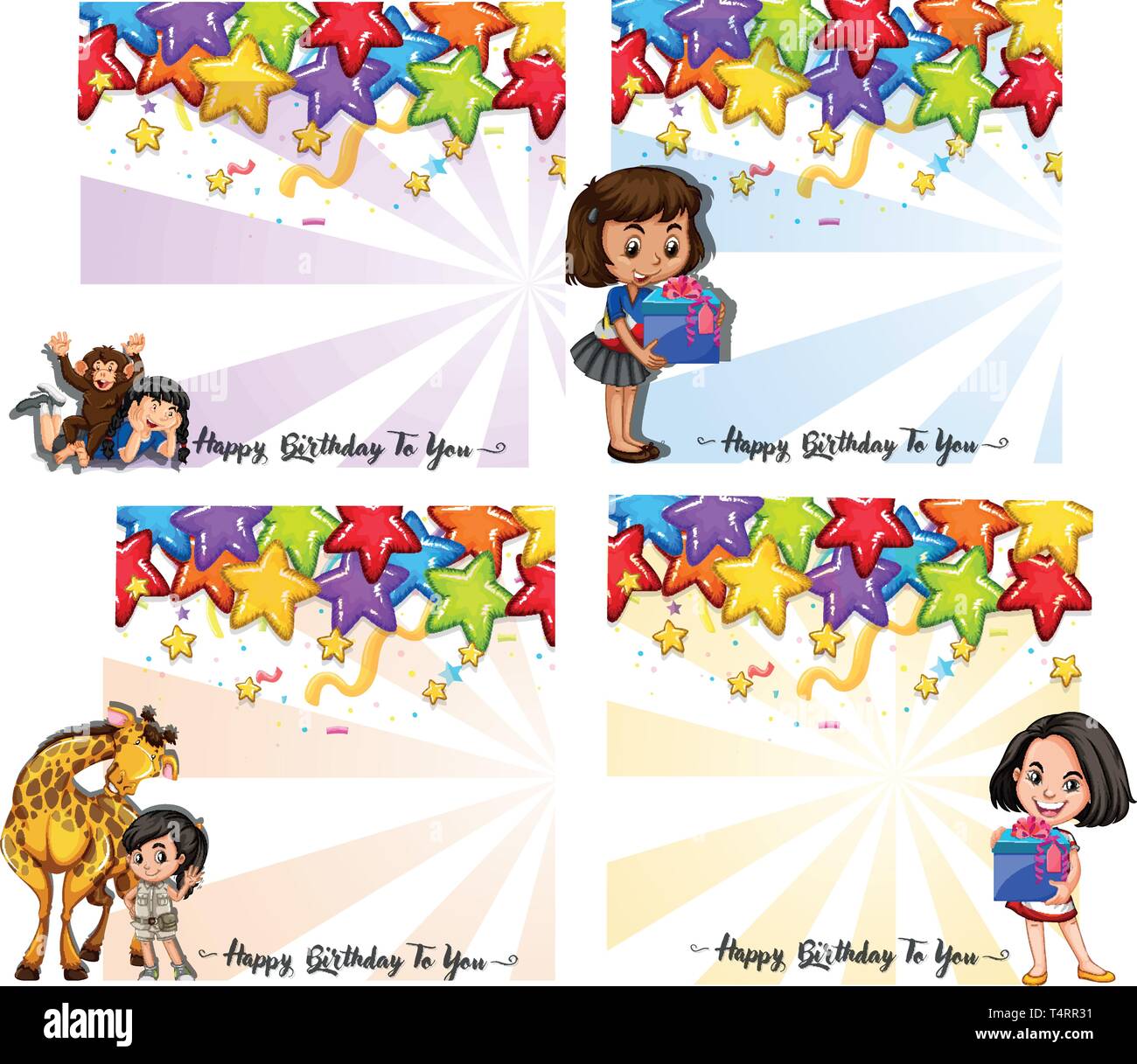 Set of birthday card illustration Stock Vector Image & Art - Alamy
