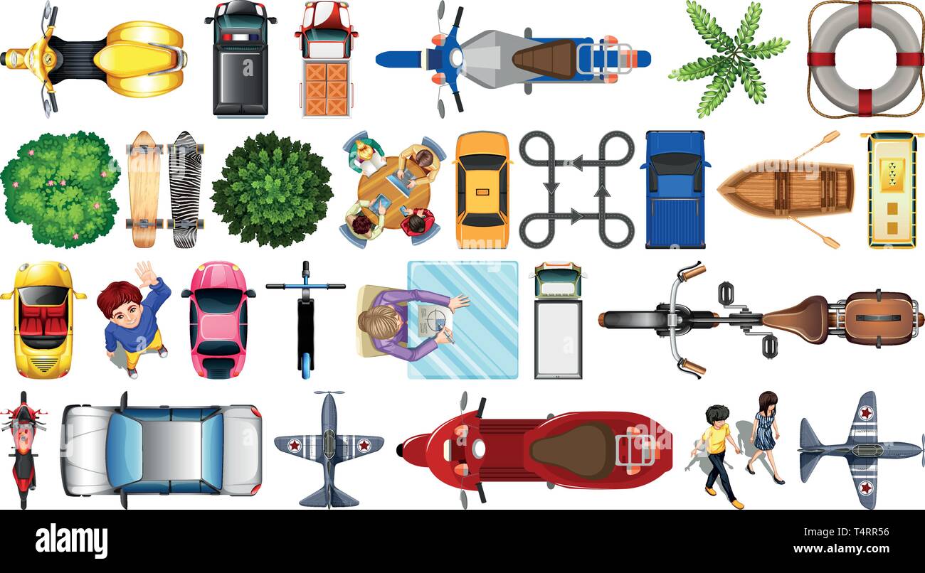 Set of top view element illustration Stock Vector Image & Art - Alamy